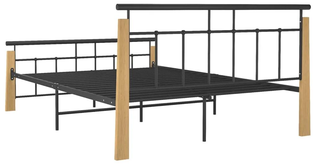 Rám postele kov a masivní dubové dřevo 140 x 200 cm,  324900 HangarStore.cz