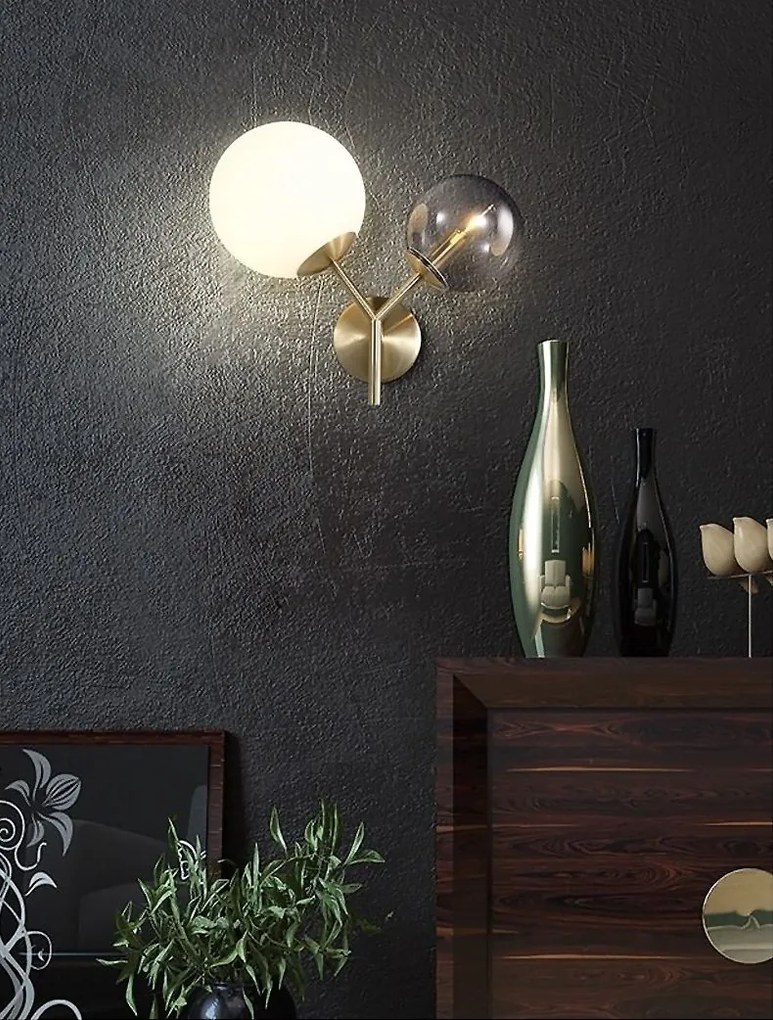Toolight - nástěnná skleněná lampa E27 60W APP1012-2W, zlatá, OSW-09481