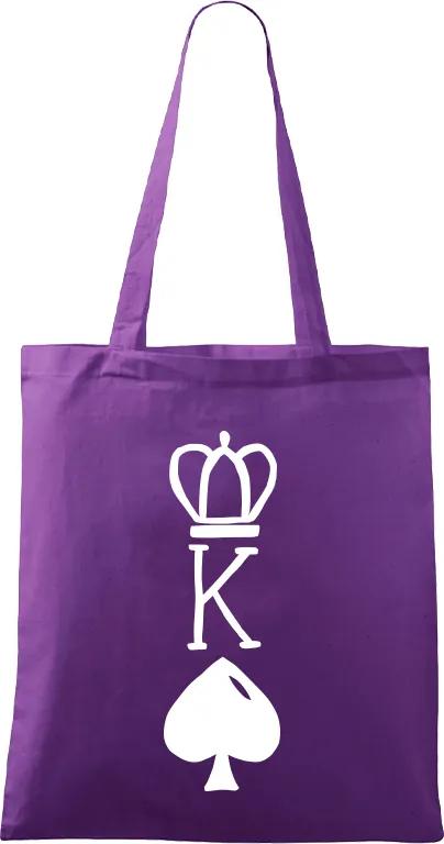 Plátěná taška Handy - King Barva tašky: FIALOVÁ, Barva motivu: BÍLÁ