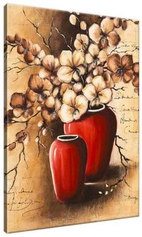 Ručně malovaný obraz Orchideje v červené váze 70x100cm RM3896A_1AB