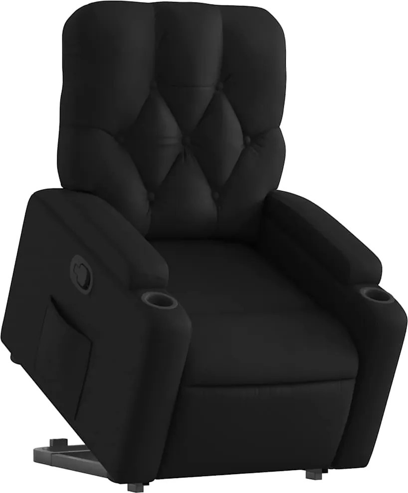 Zvedací polohovací křeslo černé umělá kůže 3204772