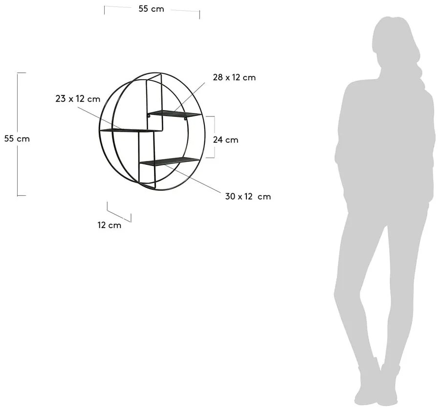 Černá patrová kovová police 55 cm Across – Kave Home