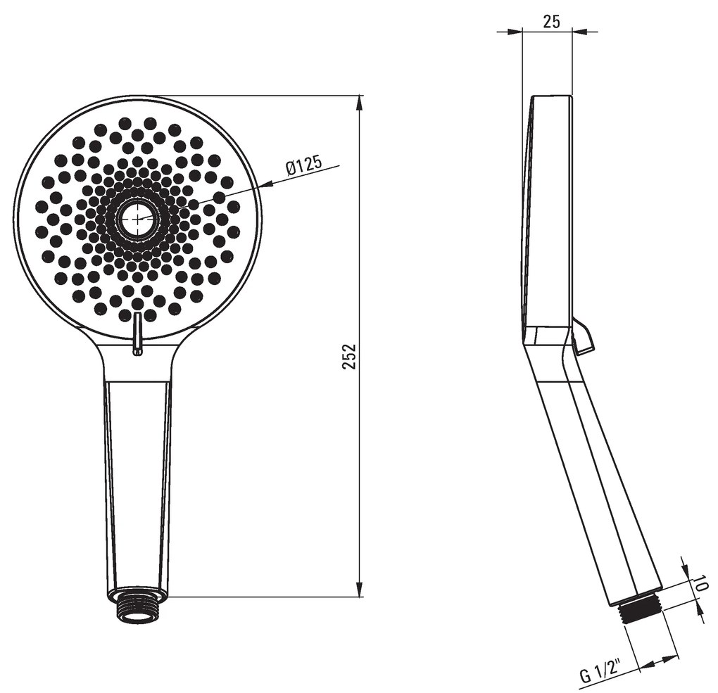 Deante Alpinia, kulatá ruční sprchová hlavice 3-funkční, černá, NGA_N5RS