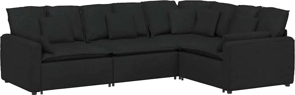 Modulární pohovka s polštáři textil černá 3321149