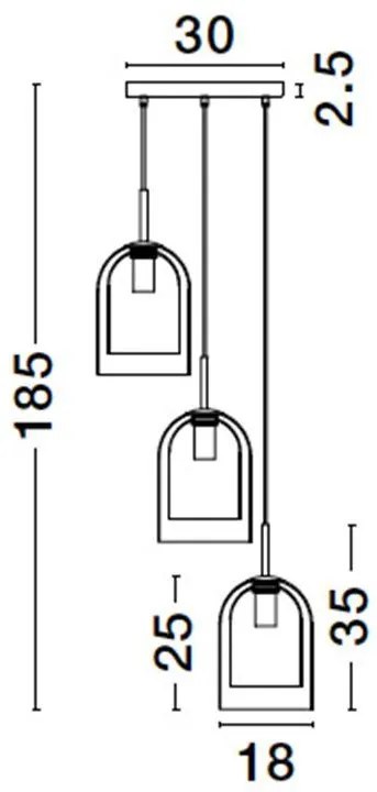 Nova Luce Závěsné svítidlo VELOR dvouvrstvé kouřové sklo E27 3x12W