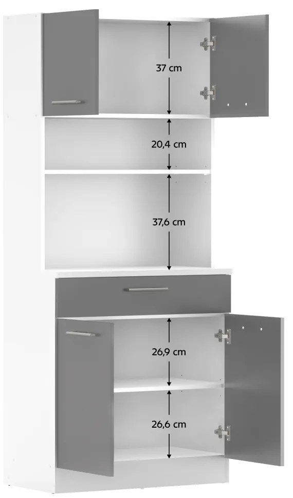 Kondela Čtyřdveřový kredenc, bílá/grafit, DOMIS NEW