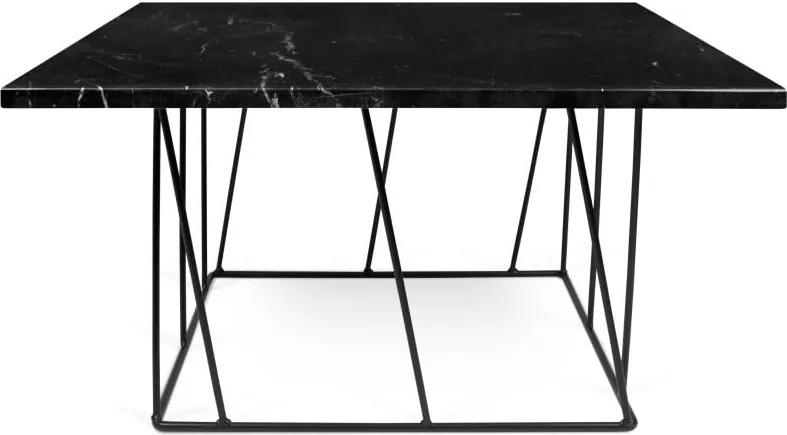 Černý mramorový konferenční stolek s černými nohami TemaHome Helix, 75 x 75 cm