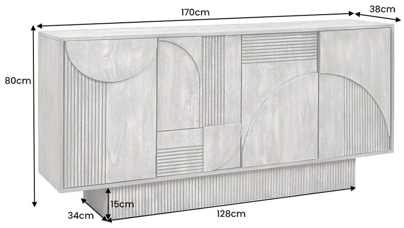 Invicta Mangová komoda ART DECO hnědá 170 cm