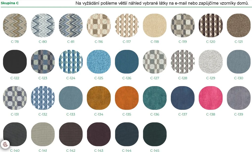 Rozkládací rohová sedací souprava DITA rovná, 5 polštářů, 2x područka B 10 cm, český výrobek
