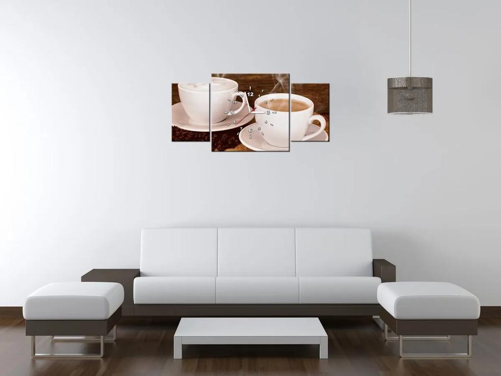Gario Obraz s hodinami Romantika při kávě - 3 dílný Rozměry: 80 x 40 cm