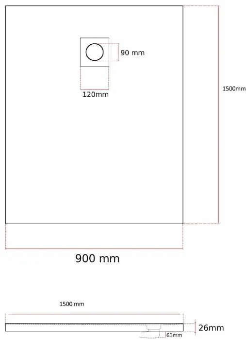 Gamma Erga Oldaf, SMC obdélníková sprchová vanička 150 x 90 cm, černá matná, ERG-GMA-OL-90150BK