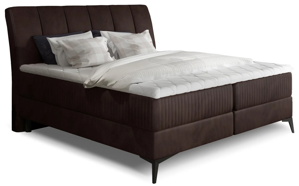 Manželská postel Boxspring 180 cm Alberto (tmavě hnědá) (s matracemi). 1027393