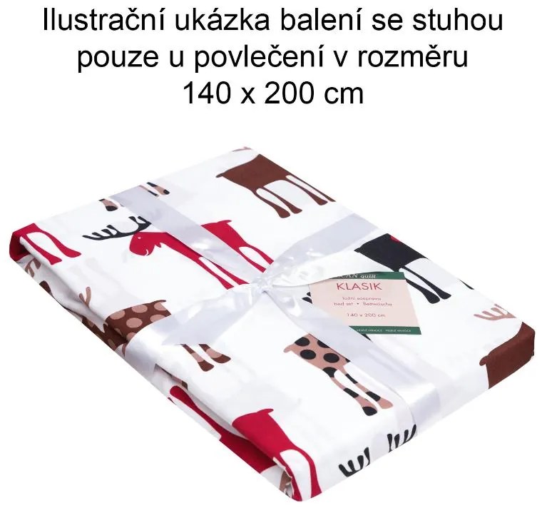 SCANquilt povlečení KLASIK sobi bíločervenohnědá 140 x 200/70 x 90 cm