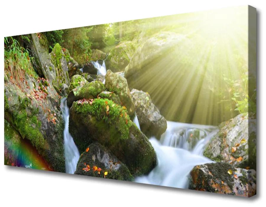 Obraz na plátně Vodopád Duha Příroda Potok 100x50 cm