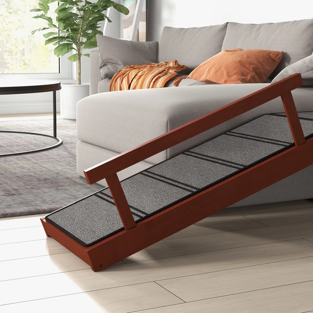 PawHut rampa pro psy, do 30 kg, rampa pro zvířata s odnímatelným zábradlím, protiskluzová rampa pro boty, pomůcka pro stravování psů, 125 x 40 x 56 c…