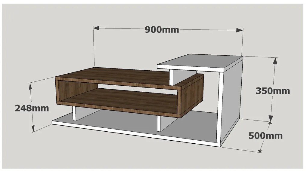 Designový konferenční stolek Habiba 90 cm bílý / ořech