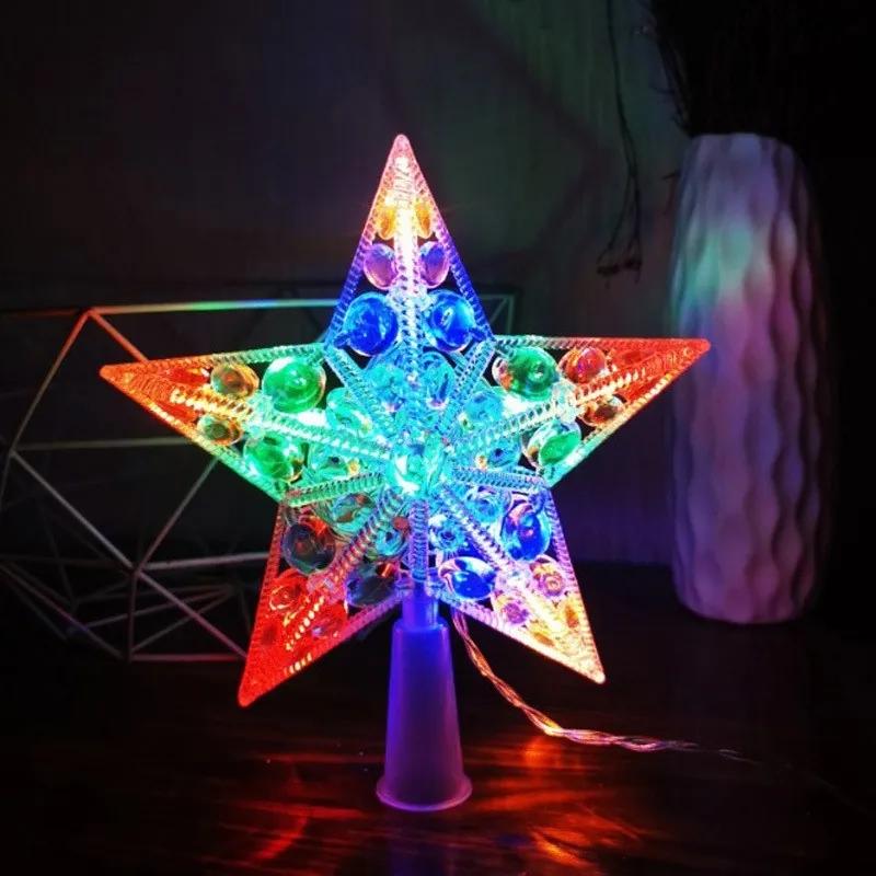 Světelná LED hvězda na stromeček, 20cm, různé barvy na výběr Barva: Různobarevná