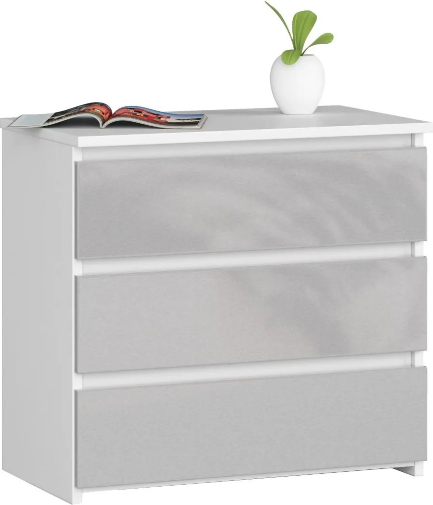 Komoda CL3 60 cm bílá/metalický lesk