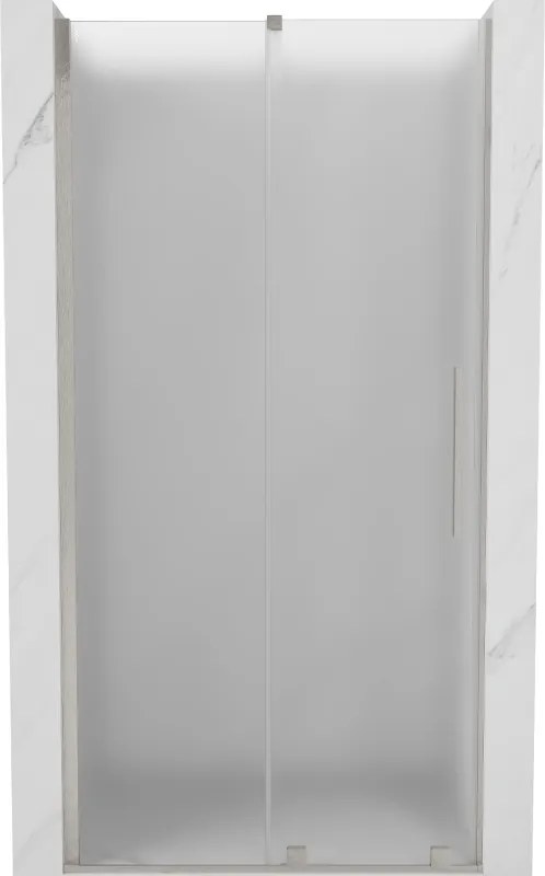 Mexen Velar, posuvné sprchové dveře do otvoru 110 cm, 8mm sklo námraza, broušená ocel, 871-110-000-31-97
