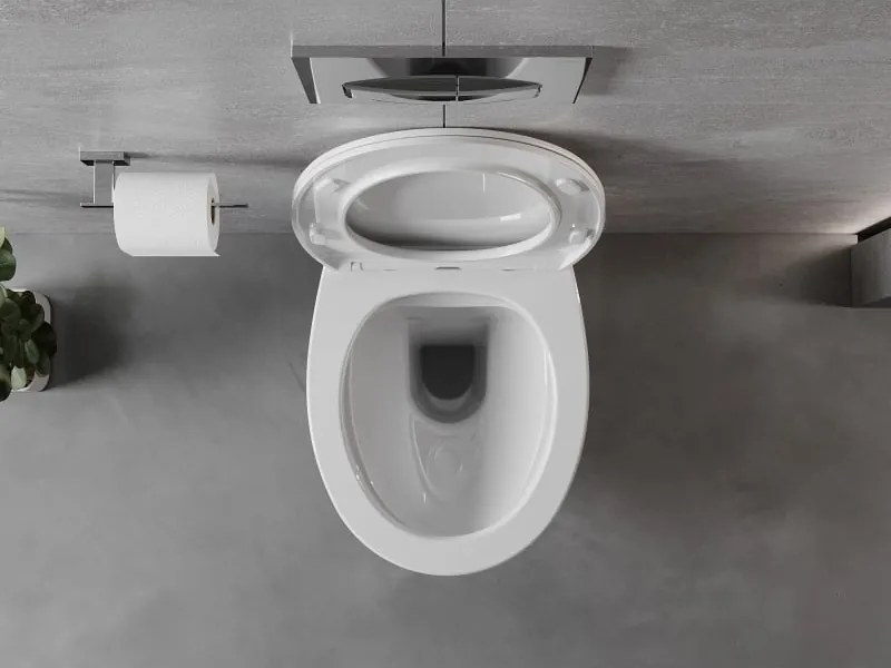Mexen Egg WC mísa Rimless s pomalu sklápějícím sedátkem slim, duroplast, bílý lesk - 30245000