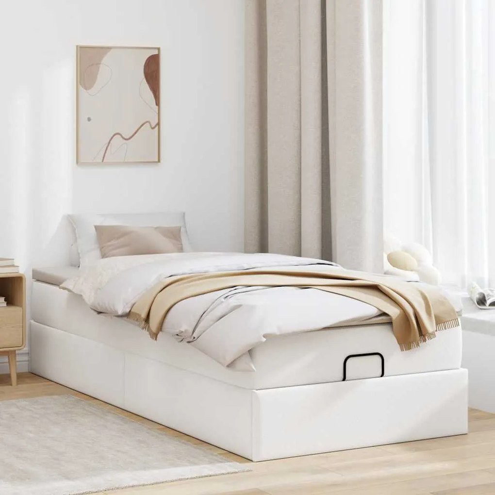 Osmanský rám postele s matrací bílý 90x190 cm umělá kůže 3311012