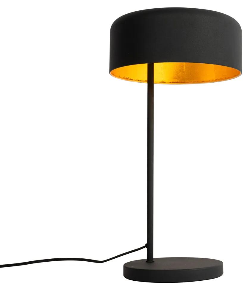 Retro stolní lampa černá se zlatým vnitřkem - Jinte