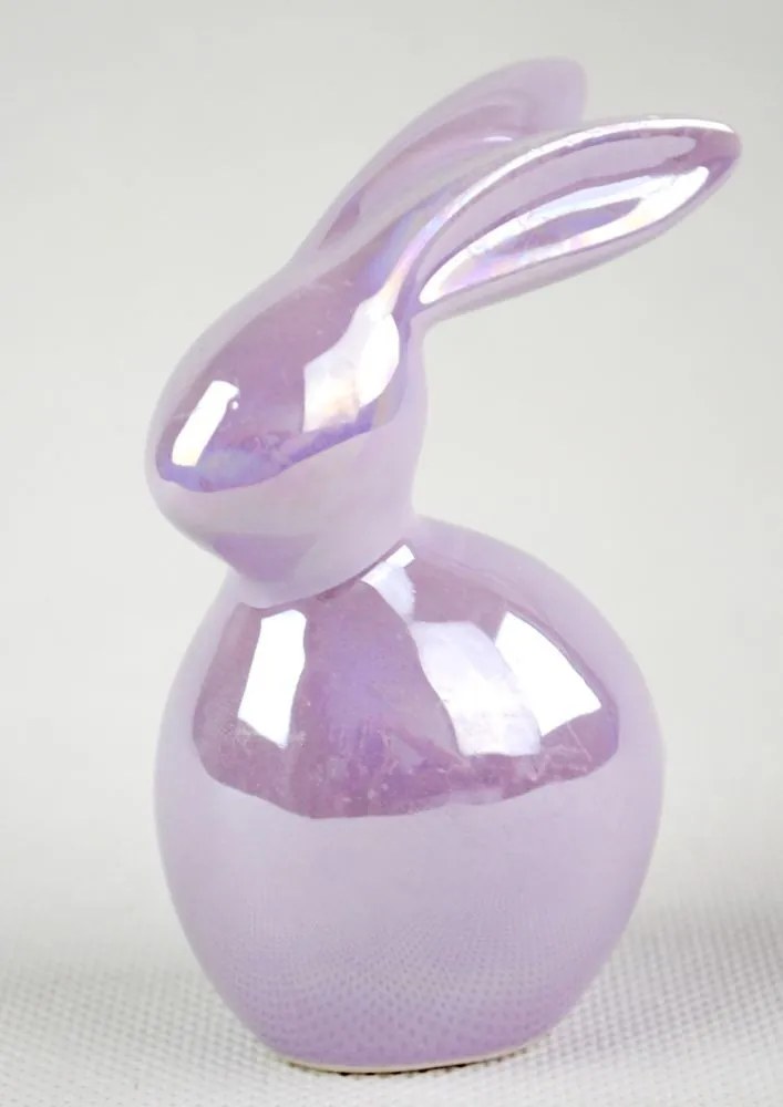 Perleťový fialový velikonoční zajíček - 5*9 cm