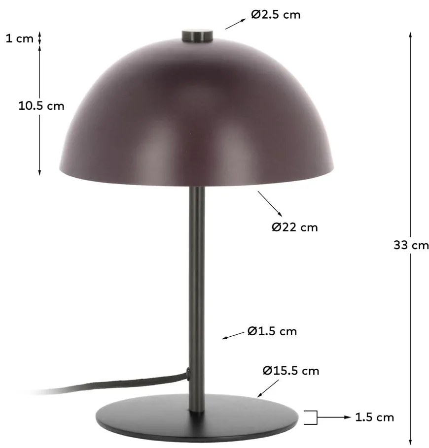 Vínová stolní lampa s kovovým stínidlem (výška 33 cm) Aleyla – Kave Home