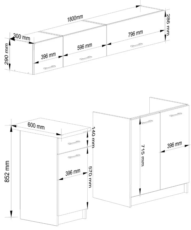 Kuchyňská linka Oliwia 180 bílá-beton