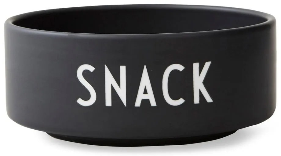 Černá porcelánová miska Design Letters Snack, ø 12 cm