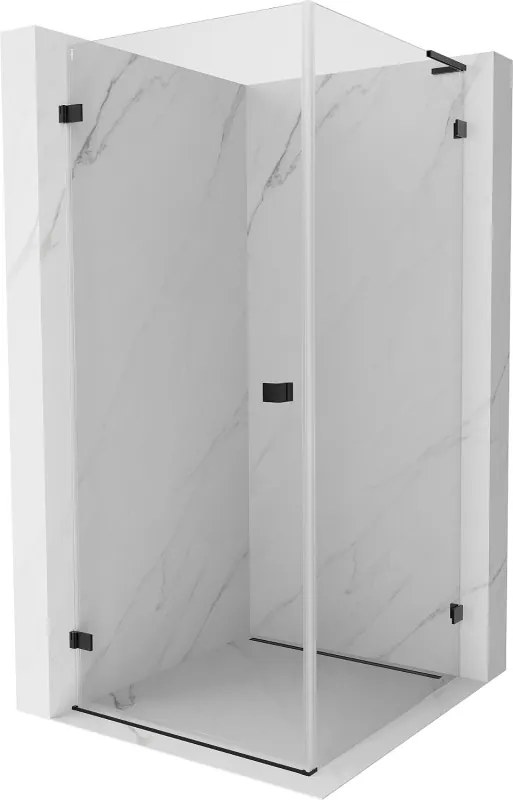 Mexen Lunar-B L výklopný sprchový kout levý 70 x 70 cm, čiré sklo, černá matná, 832L-070-070-70-00-L