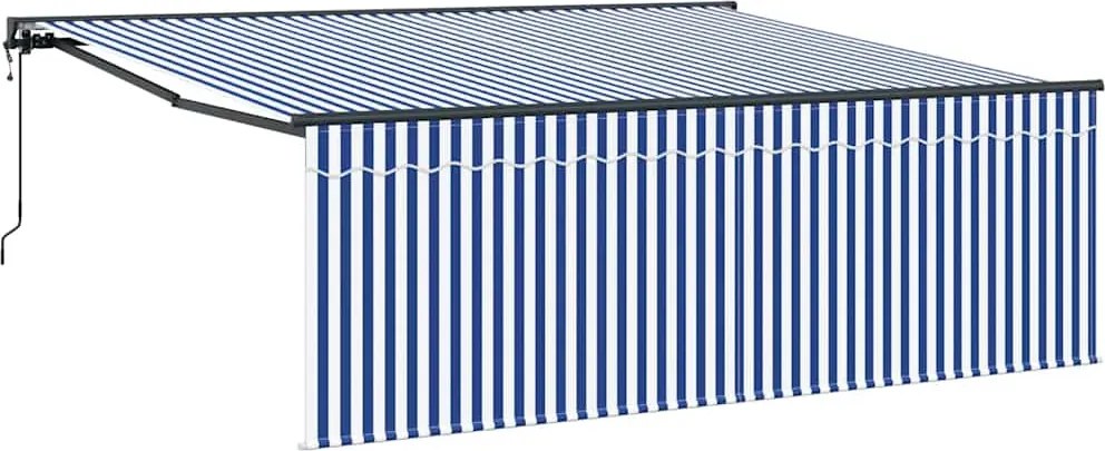 Stahovací markýza Modrá a bílá 400 × 300 cm Polyester a hliník 3330488