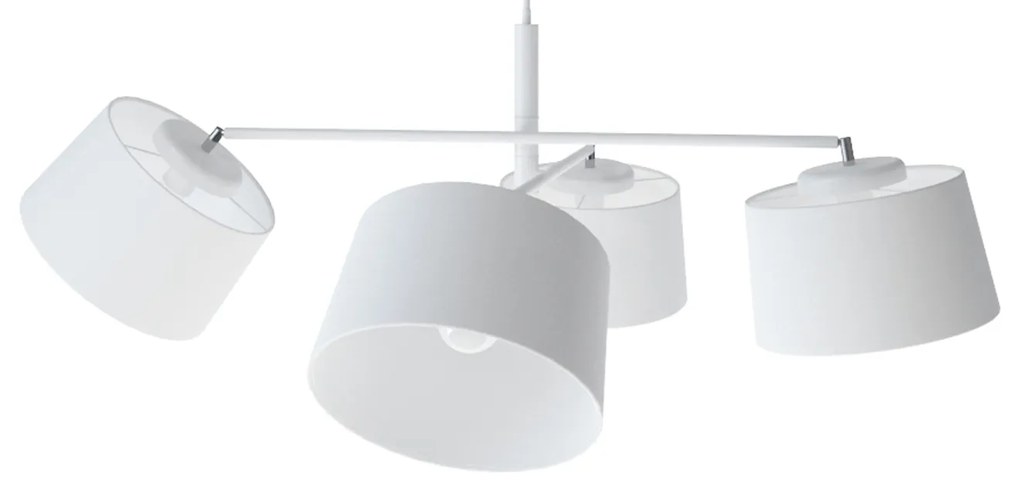 Light for home - Designový  lustr na tyči se čtyřmi bílýmii stínítky.  60504 "Lefor", 4x60W, E27, Bílá
