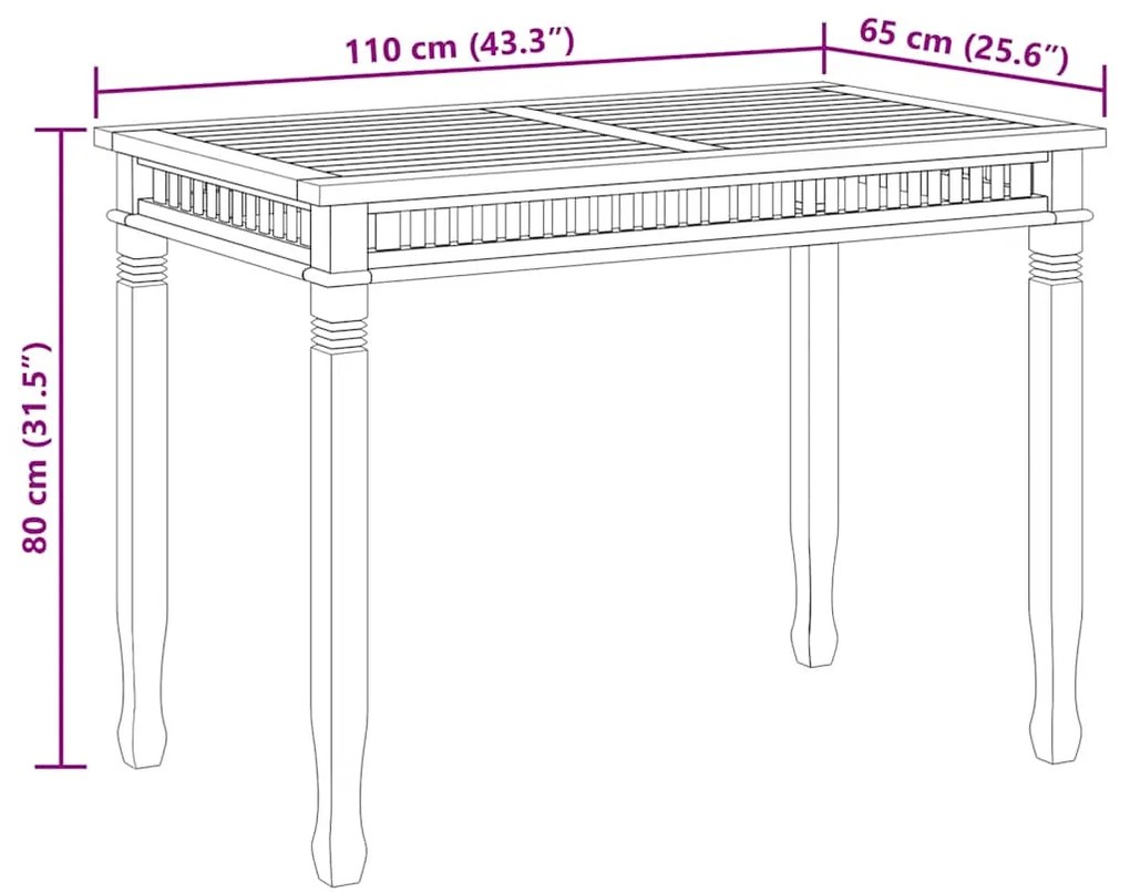 vidaXL Marketos Zahradní jídelní stůl 120 x 65 x 80 cm masivní teakové dřevo