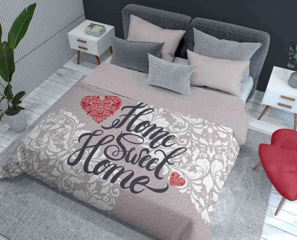 DETEXPOL Přehoz na postel Home Sweet Home grey Polyester, 220/240 cm