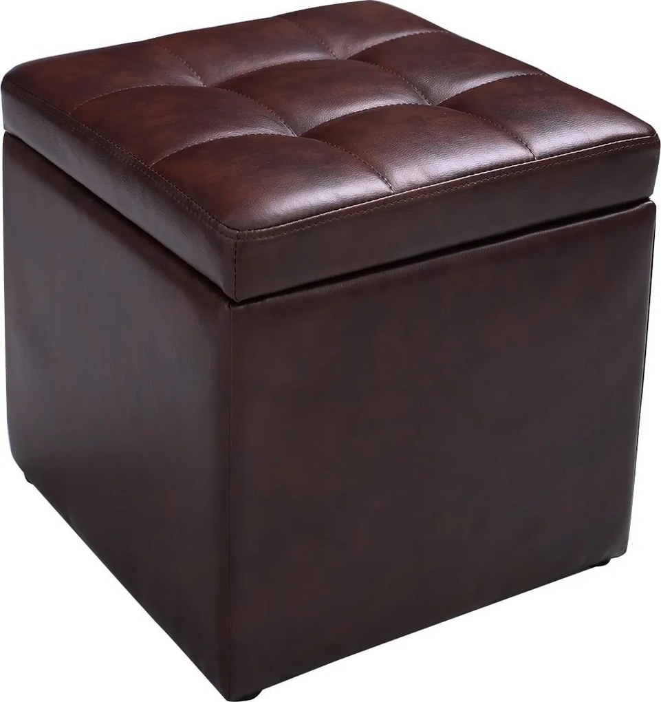 Costway Cube Seat Box Stolička Úložný box Čalouněná stolička kožená truhla