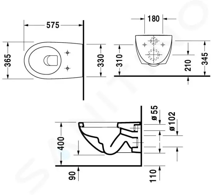 DURAVIT - Architec Závěsné WC, bílá (2546090064)