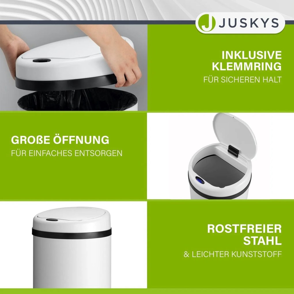 Juskys Kulatý bezdotykový odpadkový koš Barva: stříbrná, Velikost: 30 L
