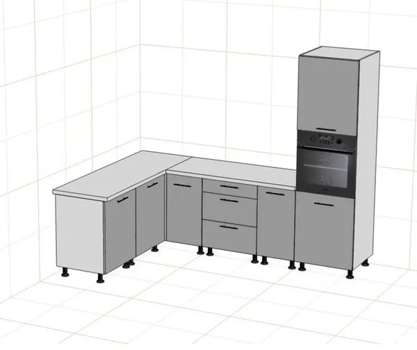 Rohová kuchyně Brick levý roh 240x160 cm (černá/dub craft)