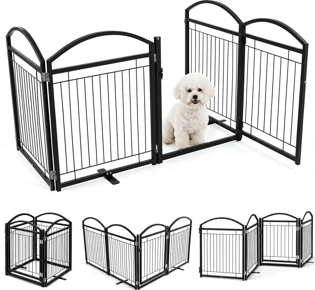 Costway Brána pro psy 81 cm vysoká zábrana skládací 4 panely štěněcí brána volně
