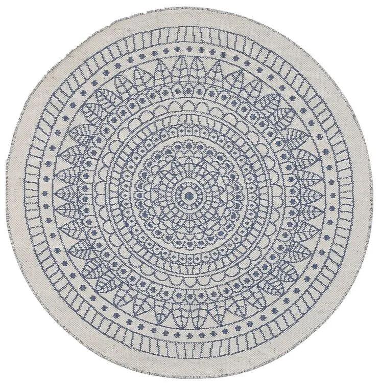 Kulatý oboustranný modro-bílý koberec ⌀ 140 cm YALAK Beliani