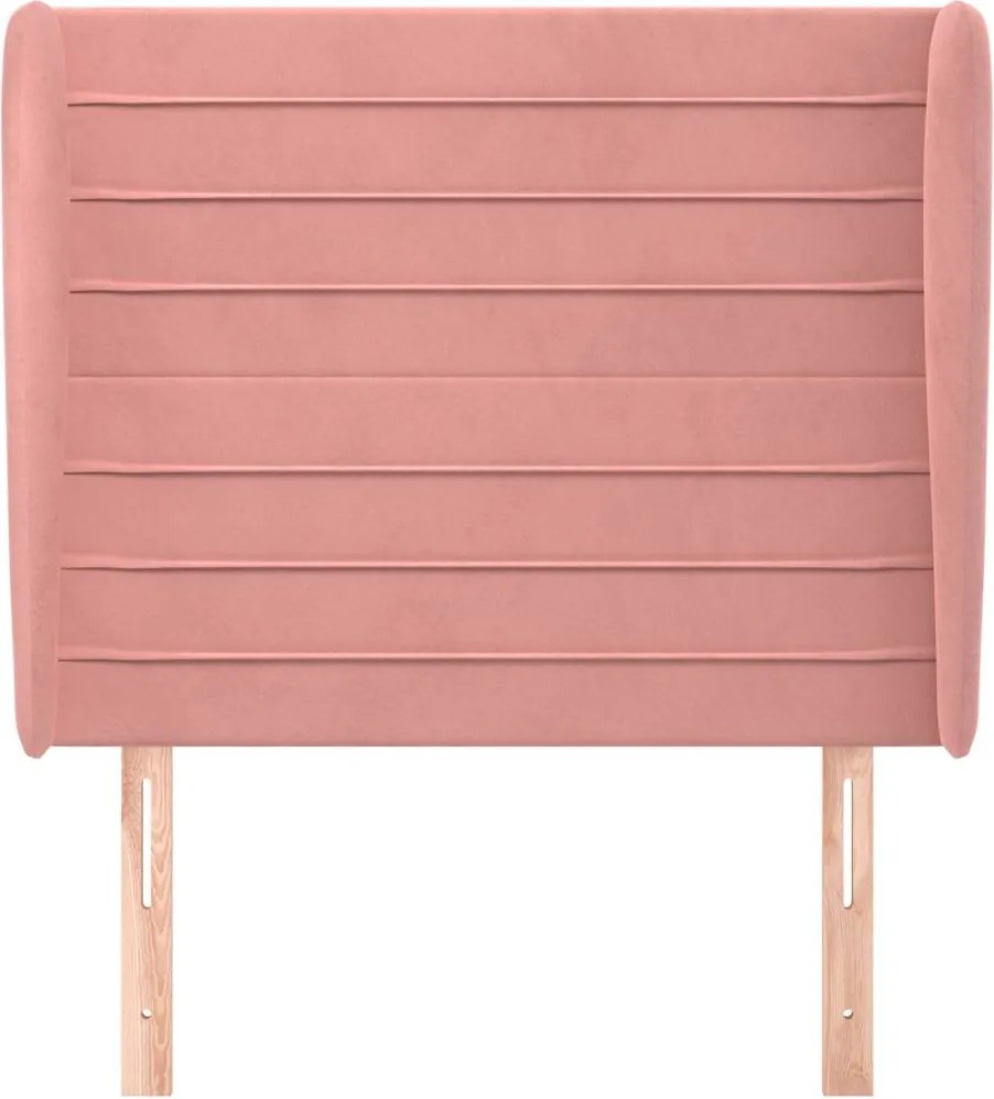 Čelo postele typu ušák růžové 83 x 23 x 118/128 cm samet 3118143