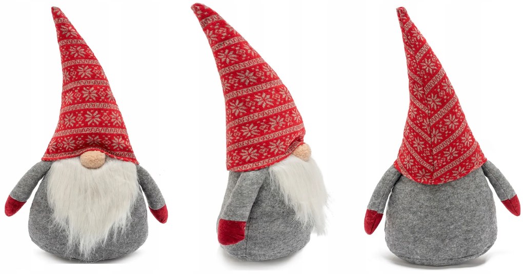 Tutumi, vánoční trpaslík 40cm YX019, šedá-červená, CHR-00639