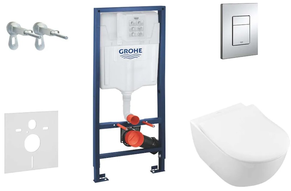 Grohe Rapid SL - Set předstěnové instalace, klozetu a sedátka Subway 2.0, DirectFlush, SoftClose, CeramicPlus a tlačítka Skate Cosmo, chrom 38528SET-KI