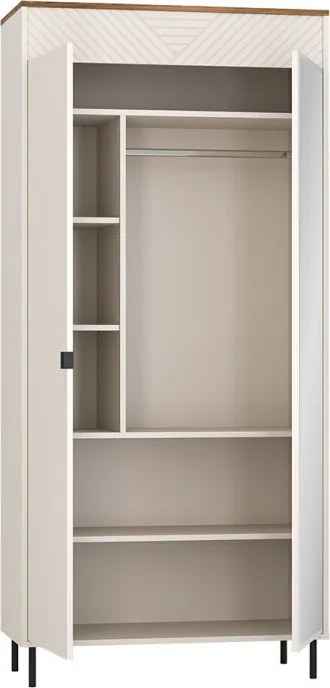 Skříň dvoudveřová se zrcadlem Evo 90x194.5x40 cm Kašmír / Dub castello