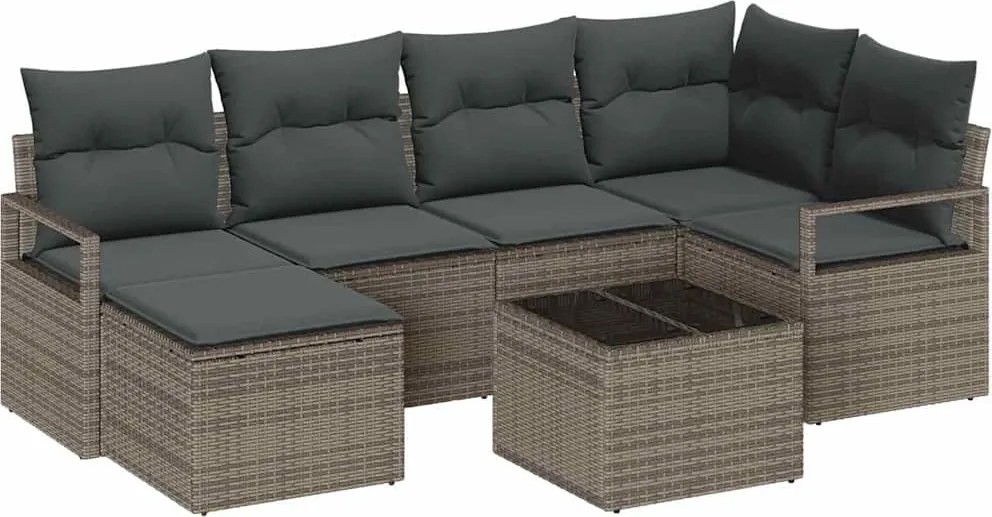 Set pohovek 7 ks Světle šedá polyratan 3355128