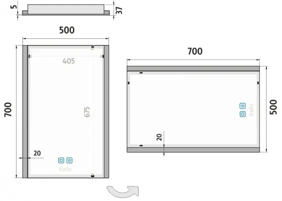 NIMCO ZP 11001VX - LED Koupelnové podsvícené zrcadlo 3000-6500K 70x50 cm IP44
