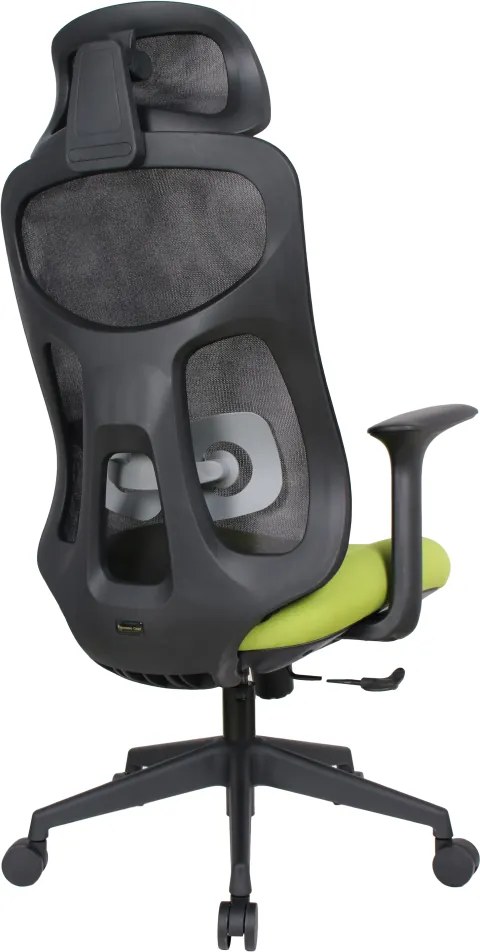 Ergonomická kancelářská židle LERO - černá síťovina / zelená látka / nosnost 150 kg