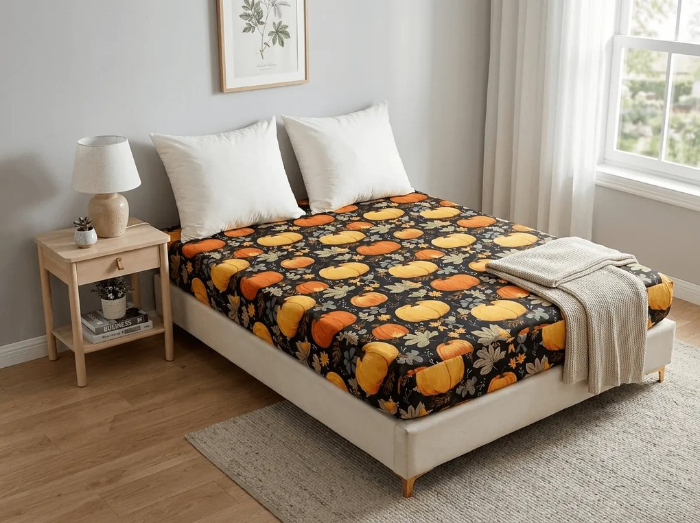 Prostěradlo z mikrovlákna ORANGE PUMPKINS barevné 90x200 cm