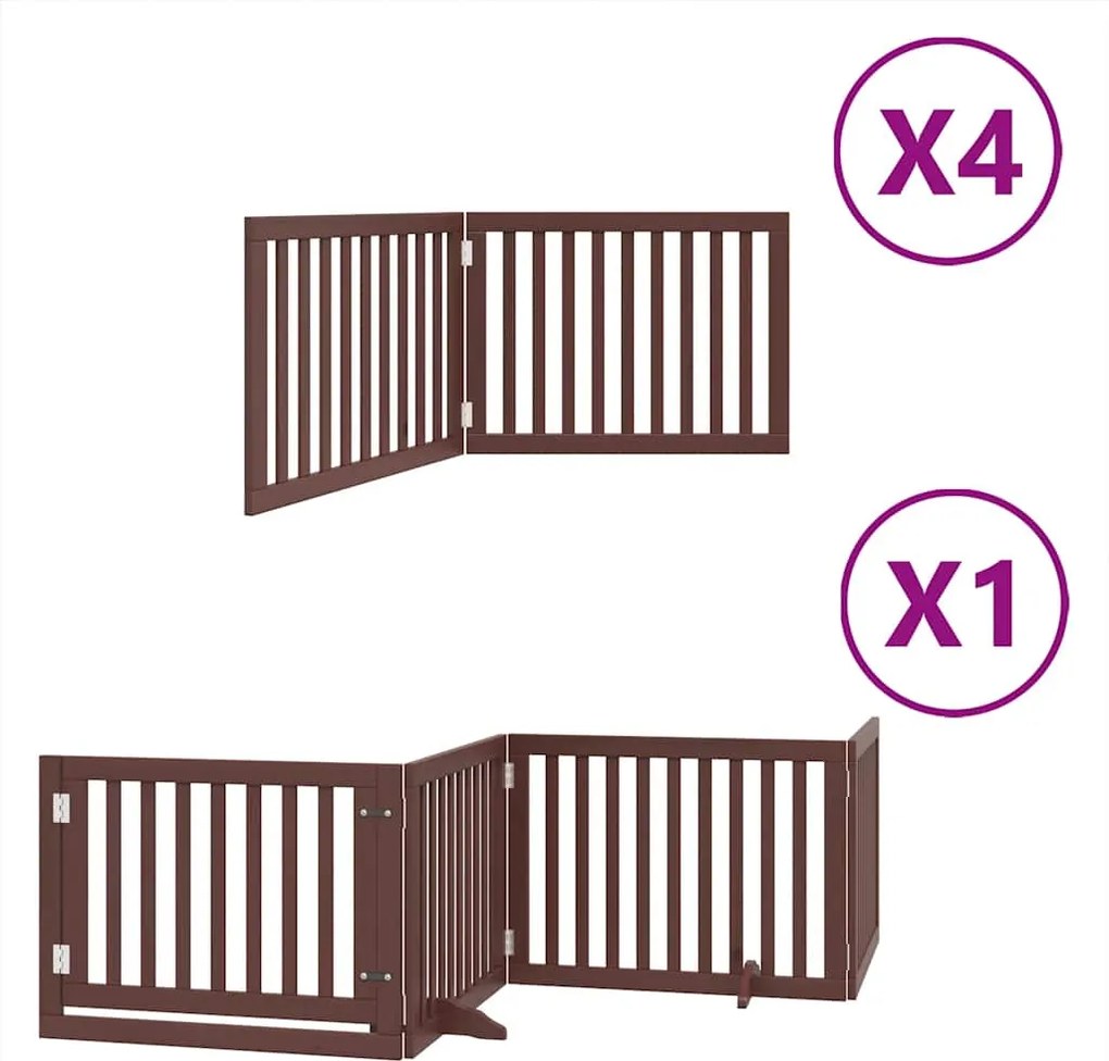 Zábrana pro psy s dvířky skládací 12 panelů hnědá 960 cm topol 3155692